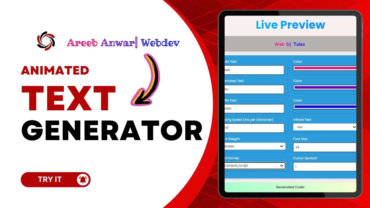 Animated Text Generator - WebDevTales